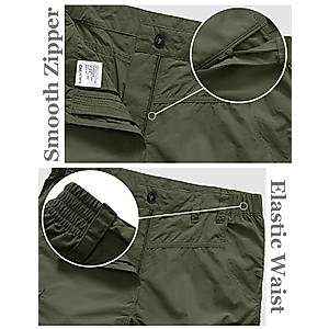 Hiking Pants for Men Convertible Zip Off Outdoor Quick Drying Lightweight Work Fishing Relaxed Fit Cargo Safari Pants#225 Army Green-29
