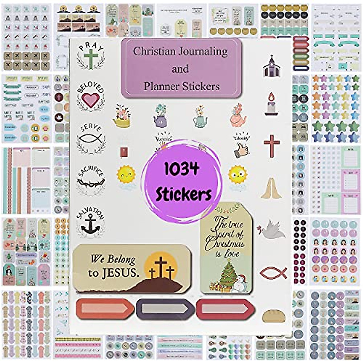 Mr. Pen- Christian Journaling Stickers, 31 Sheets, 1034 pcs, Christian Stickers for Planners and Journals, Christian Stickers, Religious Stickers, Bible Journaling Stickers, Bible Journaling Supplies
