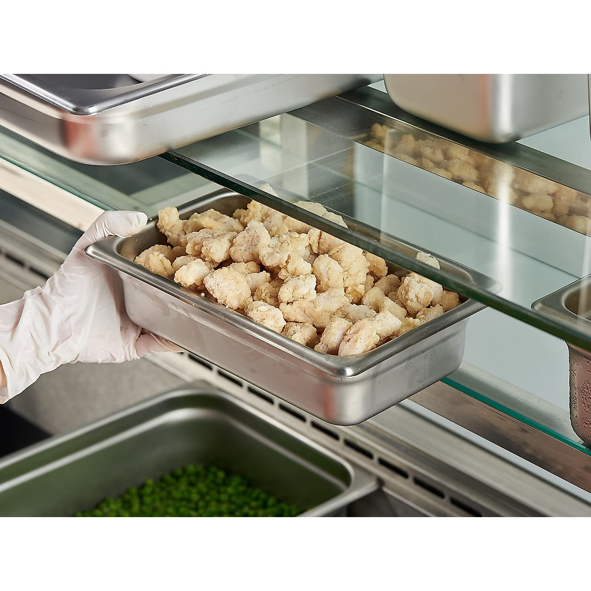 CURTA 6 Pack Anti-Jam Slotted Hotel Pans with Lids, 1/4 Size 2 1/2 Inch Deep, NSF Commercial 18/8 Stainless Steel Chafing Steam Table Food Pan with Covers