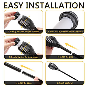 Toodour Solar Torch Flame Lights, 12 Pack Solar Lights Outdoor with Flickering Flame, Waterproof Solar Pathway Lights Landscape Decoration Lighting for Garden, Lawn, Yard, Outdoor Decorations