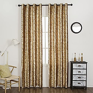 MYRU 1 Panel European Style Velvet Gold Curtains Room Darkening Luxury Curtains for Villa (1 x 54x96 Inch)