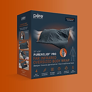 Pure Enrichment PureRelief Pro Far Infrared Oversized Body Wrap - 35” x 27” Full-Body Infrared Heating Pad for Back Pain, Shoulder Aches, Neck Strains, & Soreness in Knees, Abdomen, Chest, & Legs