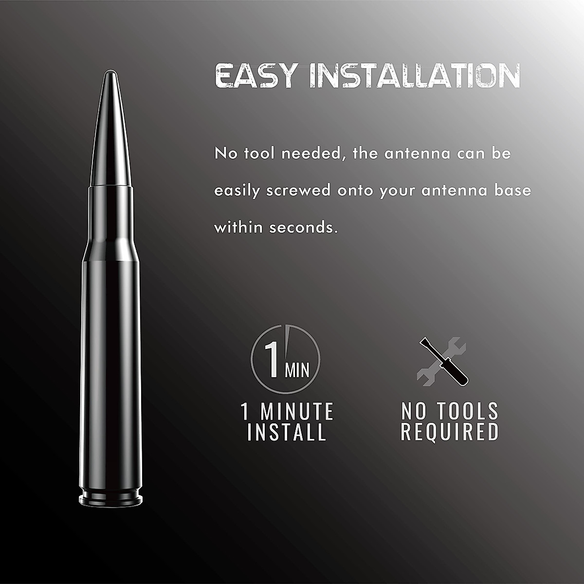 RYDONAIR Antenna Compatible with Dodge RAM 1500 2500 3500 & Ford F150 F250 F350 Super Duty 1990 - Designed for Optimized FM/AM Reception - Carwash Safe - Anti-Scratch Metallic Paint