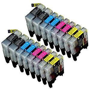 16 Pack Compatible with Brother LC-71 , LC-75 4 Black, 4 Cyan, 4 Magenta, 4 Yellow for use with Brother MFC-J280W, MFC-J425W, MFC-J430W, MFC-J435W, MFC-J5910DW, MFC-J625DW, MFC-J6510DW, MFC-J6710DW, MFC-J6910DW, MFC-J825DW, MFC-J835DW. Ink Cartridges for