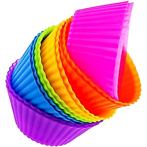 Cupcake Liners - Reusable Silicone Cupcake Baking Cups - Non-Stick Baking Muffins Mold - Use As Lunch Box Dividers - Set of 12 Kitchen Accessories - Great Gift Idea