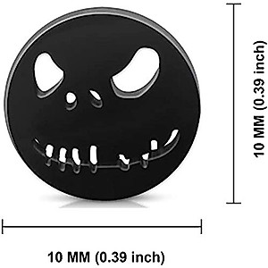 2 Pairs Set Halloween Stud Stainless Steel Jack Skellington Cut-Out Round Circle Button Stud Piercing Jewelry with Jack Skellington Face Post Earrings Add Horror Halloween Atmosphere for Men Unisex(A)