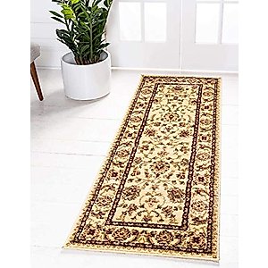 Unique Loom Voyage Collection Traditional Oriental Classic Intricate Design Area Rug (2' 7 x 10' 0 Runner, Ivory/Gold)