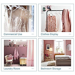 KINGRACK 2-in 1 Garment Rack, Clothing Rack with 2 Tier Metal Basket, Rolling Storage Cart Clothes Organizer Coat Rack Storage Stand on Wheels, for Home Bedroom Laundry Small Place Entryway, Pink