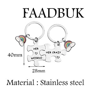 FAADBUK Her Crazy Her Weirdo (Lesbian Couple Keychain)