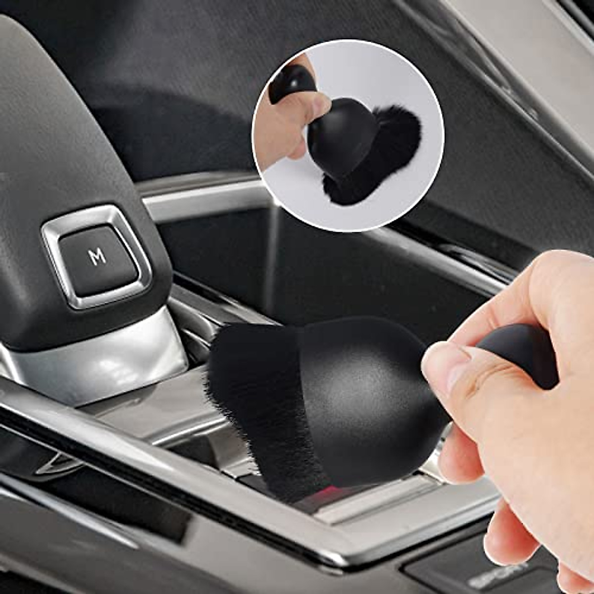 TEUOPIOE Auto Interior Dust Brush, Car Detailing Brush, Soft Bristles Detailing Brush Dusting Tool for Automotive Dashboard, Air Conditioner Vents, Leather, Computer,Scratch Free (Black)