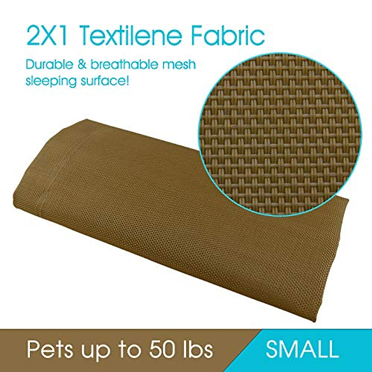 PHYEX Heavy Duty Steel-Framed Portable Elevated Pet Bed, Elevated Cooling Pet Cot, 33" L x 19" W x 7.5" H(S, Brown)