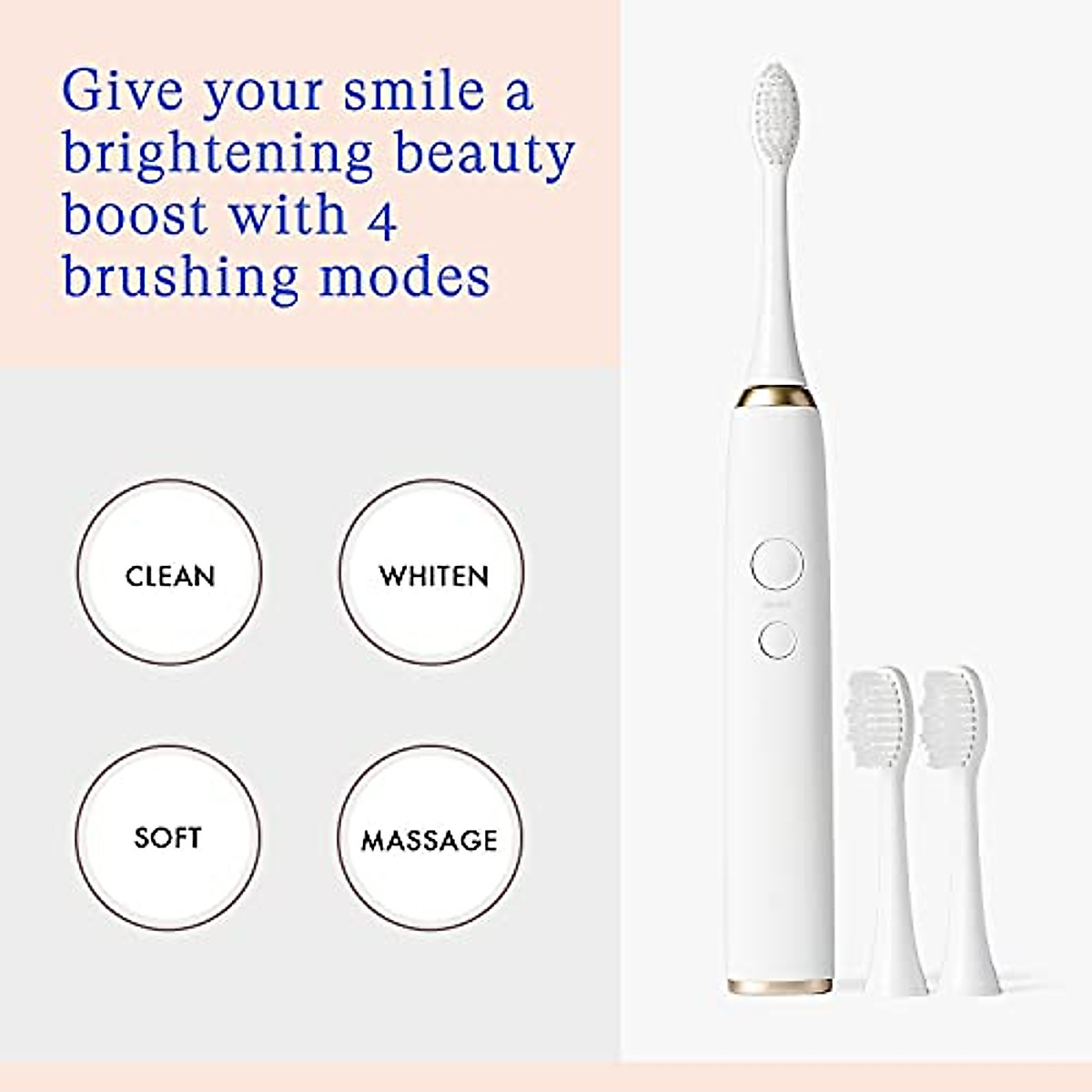 Vanity Planet Elements Ultrasonic Electric Toothbrush - Gold - Advanced Oral Care with UV Sanitizing Charger Base with 3 Replacement Heads - 99.9% Effective Keeping Your Teeth Clean
