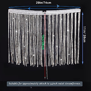 hoyuwak Rhinestone Waist Chain Belt Silver Gold Body Chain Crystal Belly Dance Chain Body Jewelry for Women Rave Festive (Style 1, Alloy(Silver), Rhinestone(Cystal White)
