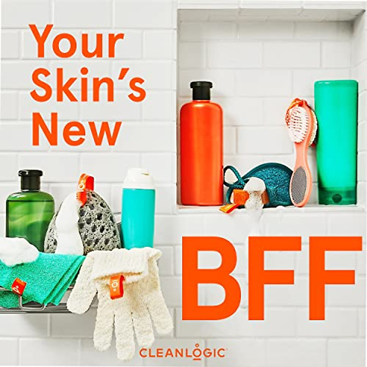 CleanLogic Bath & Body Exfoliating Dual-Texture Facial Pads, Face Sponges for Cleansing & Softening Sensitive Skin, MakeUp Remover Pads, Assorted Colors, 9 Count Value Pack