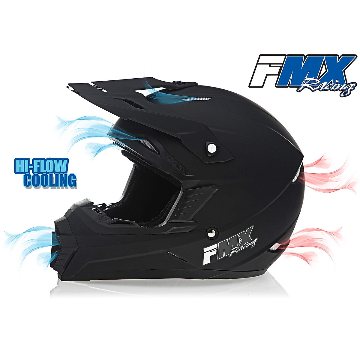 Factory Racing FMX Adult Motocross Dirt Bike Off-Road ATV Motorcycle DOT Approved Matte Black Helmet size 2X-Large