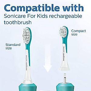 Philips Sonicare for Kids 3+ Genuine Replacement Toothbrush Heads, 2 Brush Heads, Turquoise and White, Compact, HX6032/94