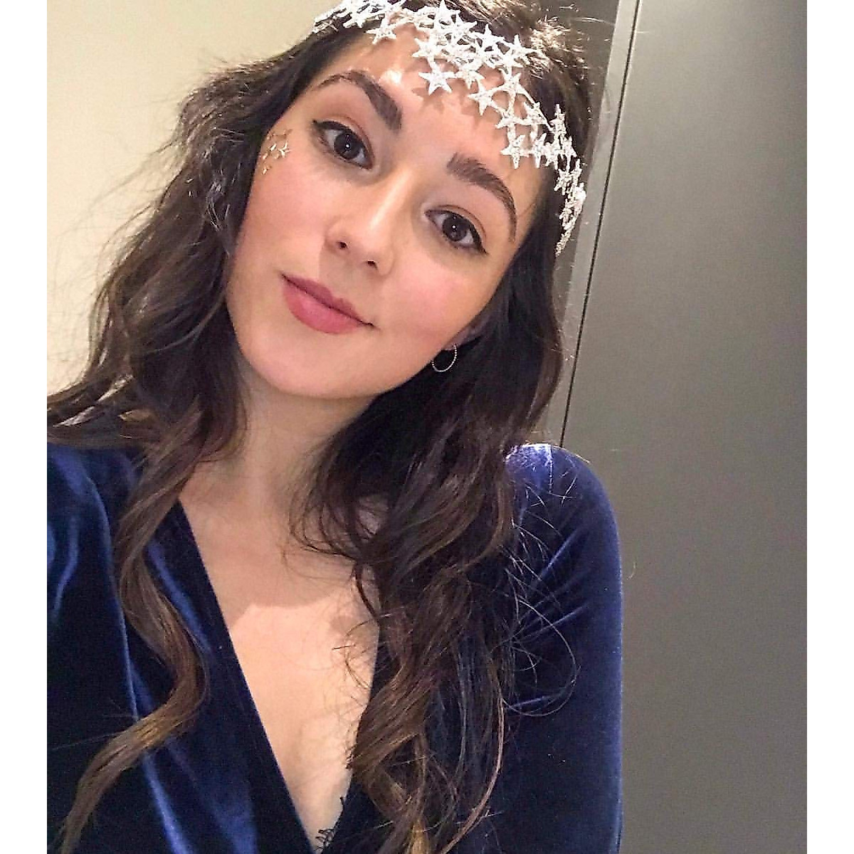 Bling Rhinestone Star Crown Headbands for Women Birthday Wedding Silver Star Tiara Bridal Hair Pieces