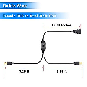 Herfair USB Splitter - 1 in 2 Out USB Splitter Y Cable Printer Cable Splitter, One Female to Two Male USB Cable Printer Splitter for Two Computers, USB 2.0 Share Cable for All USB Peripherals