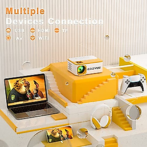 Mini Projector WiFi, EAZVUE A1 Portable Projector for iPhone, 2022 Upgrade 1080P Supported Projector for Outdoor Movies LED Pico Video Projector for Home Theater Movie Projector for iPhone