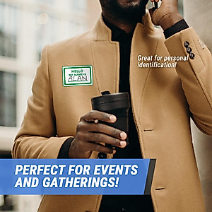 600 Hello My Name is Name Tag - 2 x 3 Inch Green Hello My Name is Stickers Roll Identification Badge Nametag for Conferences Offices and Schools - 2 Rolls of 300 Nametag Stickers