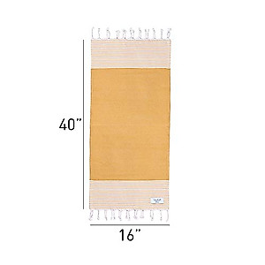 COCOTTON Boho Striped Turkish Hand Towels Set of 2 | 100% Cotton, 16 x 40 Inches | Decorative Bathroom Hair Face Gym Yoga Dishcloth Tea Kitchen Light Weight Quick Dry Farmhouse Towel (Mustard)