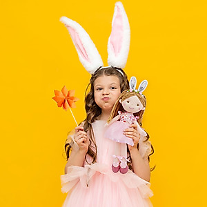 June Garden 16" Enchanted Garden Fairy Doll Brielle - Plush Stuffed Soft Bunny Doll Girl Easter Gift - Pink Dress