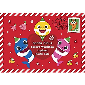 Paper Projects 01.70.40.005 Baby Shark Letter to Santa Pack | Also Includes Door Hanger, Stickers, and Envelope | Perfect for Christmas, Multicoloured, 26cm x15cm
