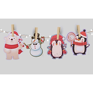 60Pcs Winter Cut-Outs, Classroom Décor, Snowman Snowflake Penguin Bear Cutouts with Dot Glue for Party Decor