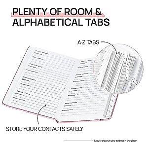 Stilip Password Book with Alphabetical Tabs - Upgraded Hardcover Password Keeper with PU,Perfect for Record Organize Your Passwords - Rose Gold