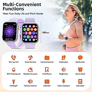 Hwagol Smart Watch,Bluetooth Call Smartwatch for Men Women,Monitor Heart Rate/Sleep/Blood Oxygen/Pedometer,Multiple Exercise Modes,Compatible with iOS and Android, 1.85-inch Screen Fitness Trackers