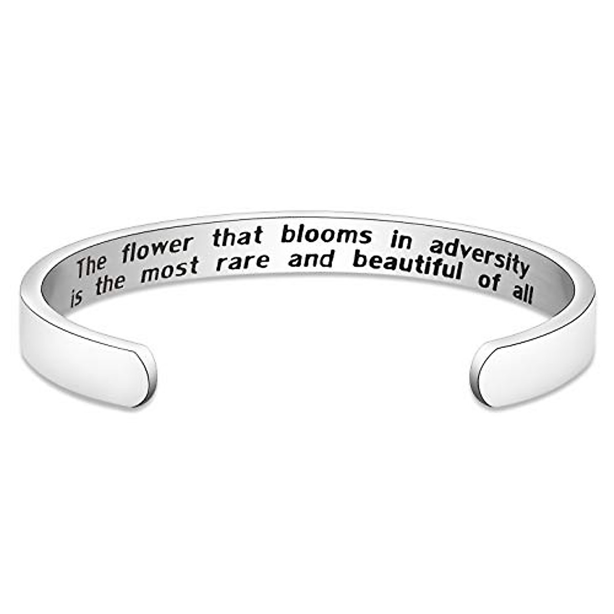 KUIYAI Mulan Quote Cuff Bracelet The Flower That Blooms In Adversity Is The Most Rare And Beautiful Of All Princess Bracelet Jewelry (silver)
