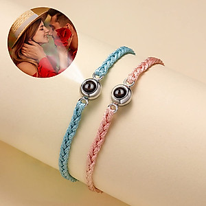 Handpua Custom photo Bracelets Rope Bracelets Personalized picture Bracelet for Women Men Projection Bracelet with Photo I Love You Bracelet 100 Languages Bracelet gift for men women lover family