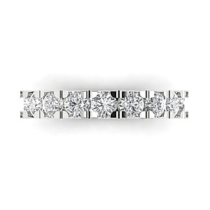 1.53 ct Round Cut Clear Simulated Diamond 14k White Gold Stackable Wedding Engagement Designer Anniversary Ring Band Sz 9.5