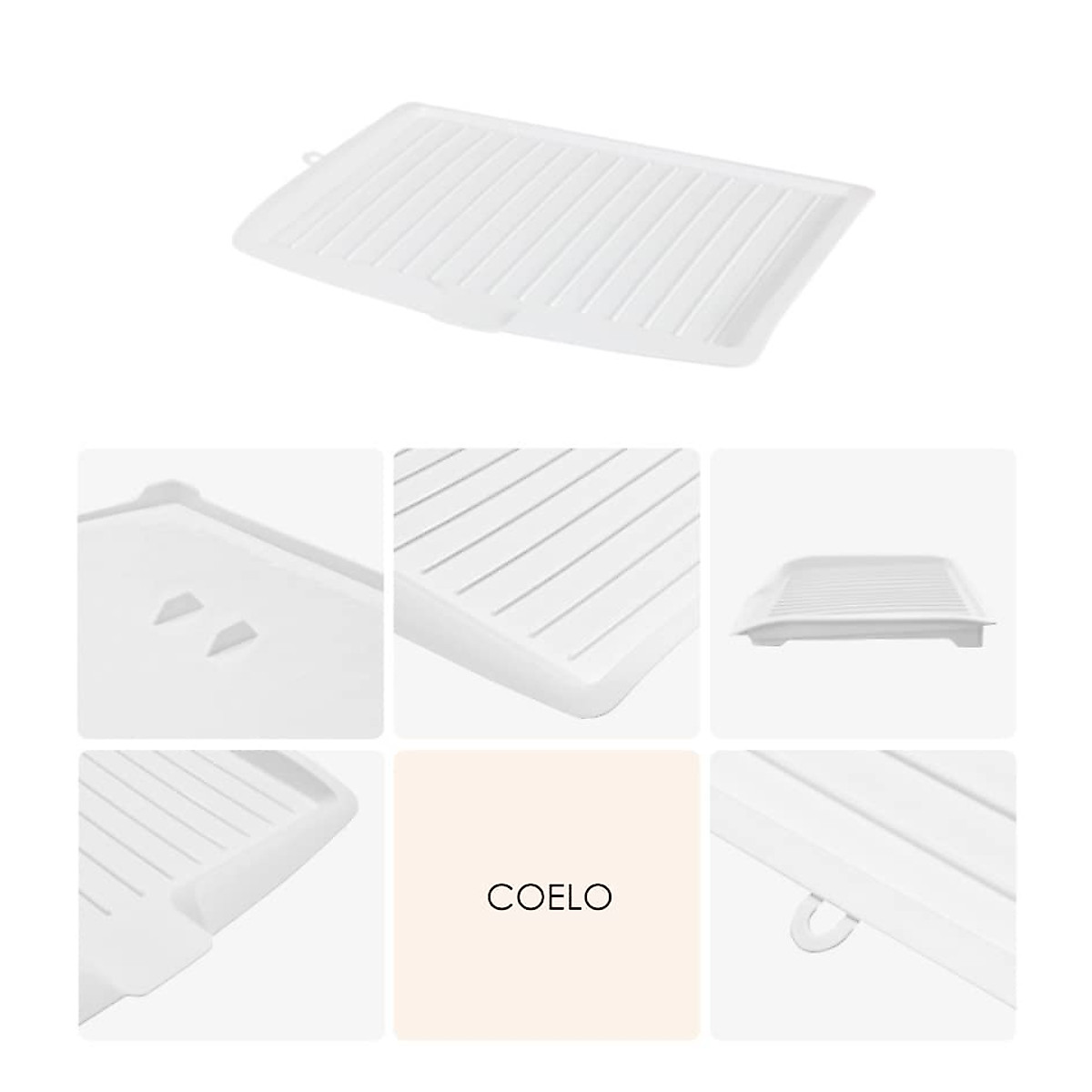 COELO Kitchen Utility Draining Board｜Light Weight, Space Efficient, Dishwashing Water Drainer, Drying Dish Rack Tray for Sink Kitchen Essential Accessory(White)