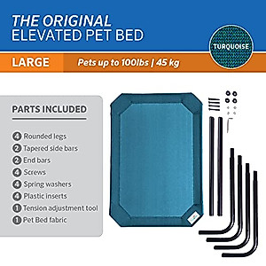 Gale Pacific Coolaroo The Original Cooling Elevated Dog Bed, Indoor and Outdoor, Large, Turquoise