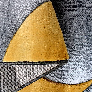 HADBA Rug Modern Geometric Area Rug Yellow 5x7 | Comfortable, Softness and Anti-Allergic Fabric | Easy to Clean | Best for Living Room, Bedroom, Hallway, and Indoor