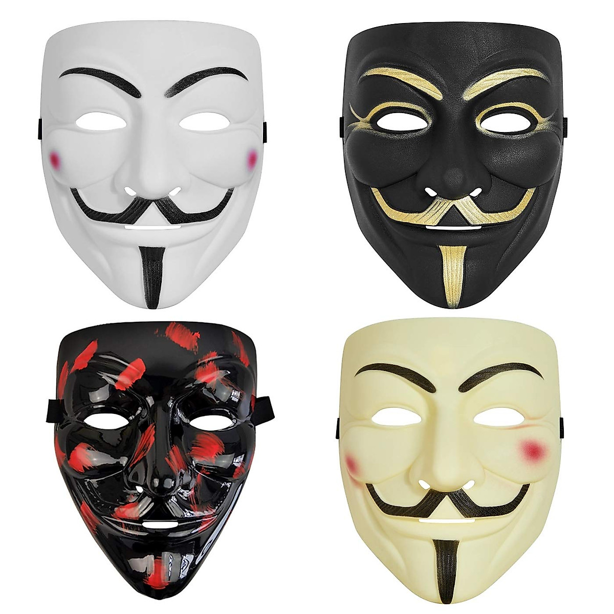 WLPARTY 4 Pack V for Vendetta Hacker mask for Halloween Costume Cosplay Party Masks