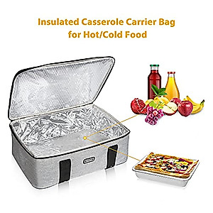 Isulated Lunch bag Insulated Casserole Carrier for Picnic Potluck Beach Day Trip Camping Hiking Cooler Bag Gray Tote