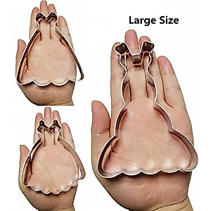 Large Size Dress Shaped Cookie Cutters Set of 3 pcs, Stainless Steel Fondant Cutters: Sleeveless Mermaid Dress 4.7 in 1 pc + Strapless Princess Dress 4.3 in 1 pc + Suspenders Wedding Dress 4.4 in 1 pc