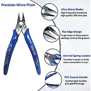 YEGEOOE Flush Wire Cutters, 10PACK Flush Cut Pliers, Side Cutters, Diagonal Side Cutting pliers, Wire Snips, Nippers, Small Wire Cutters for jewelry making crafts