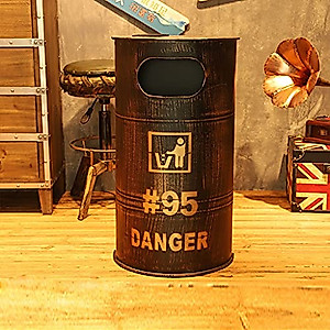 KKNH Trash Can Trash Can Retro Craft Iron Garbage Can Creative Semi-Circular Garbage Bin with Lid Large Capacity Rubbish Bin Home and Office (Color : B)