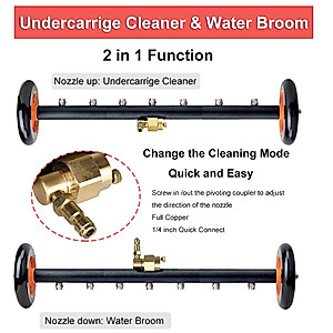 Undercarriage Pressure Washer Attachment,Dual-Function Water Broom Undercarriage Pressure Washer Surface Cleaner, 24 inch 4000 PSI Power Washer Underbody Car Washer with 7 Nozzles and 3 Extension Wand