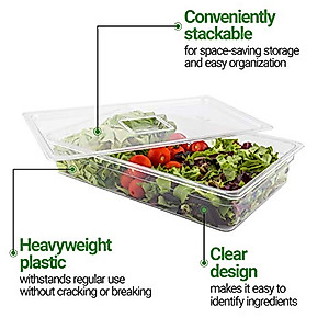 Restaurantware-4 Inch Deep Food Pans, 1 Full Size Commercial Food Storage Container - Freezable, Break-Resistant, Clear Plastic Cold Pans, Dishwashable, For Kitchens, Restaurants, Or Cafeterias