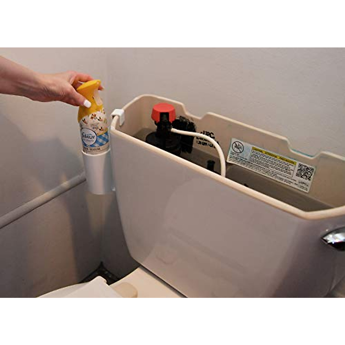 Home-X White Air Freshener Spray Holder for Home Bathroom Fits Toilet Deodorizer and Aerosol Odor Eliminator