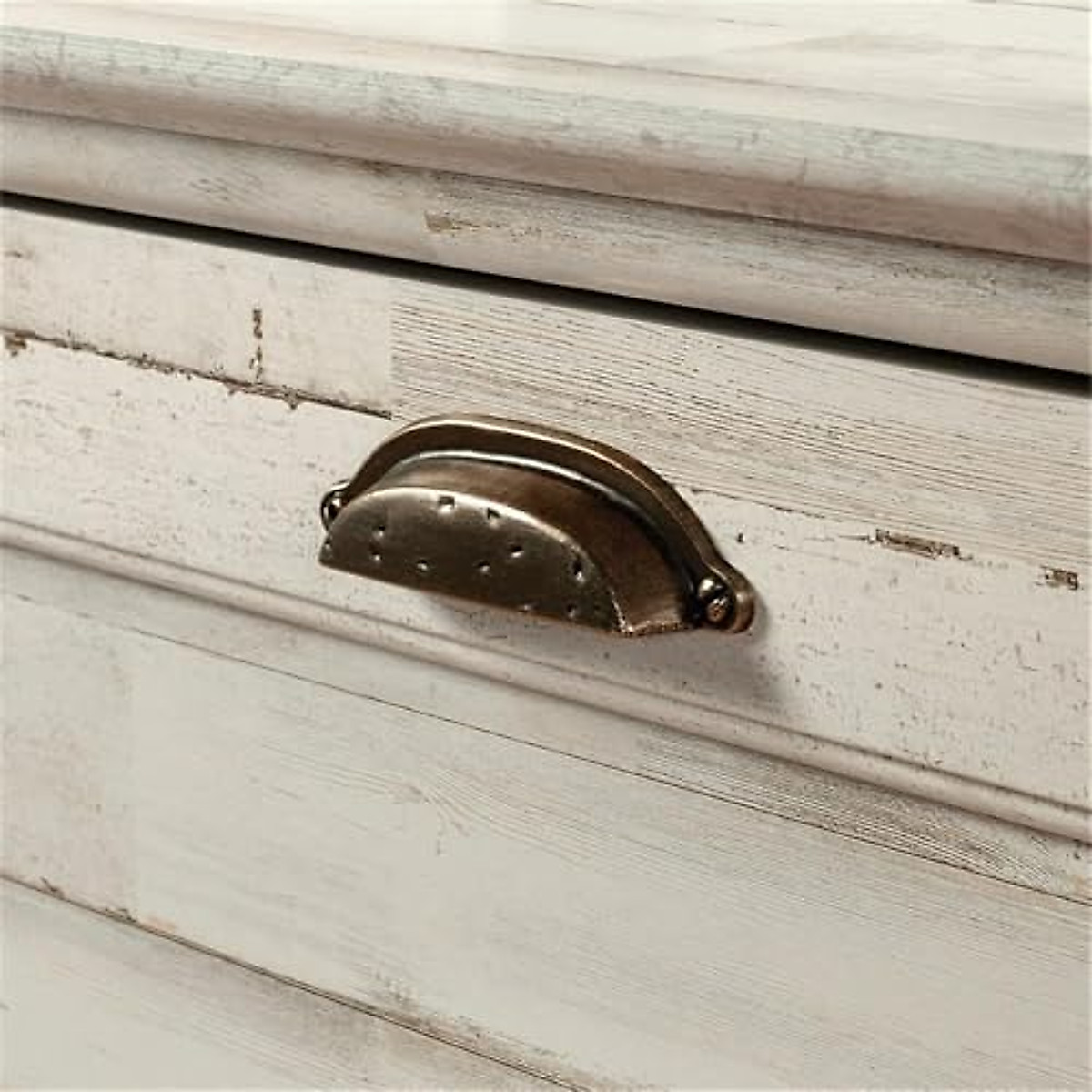 Pemberly Row Mid-Century Engineered Wood Lateral File Cabinet in White Plank