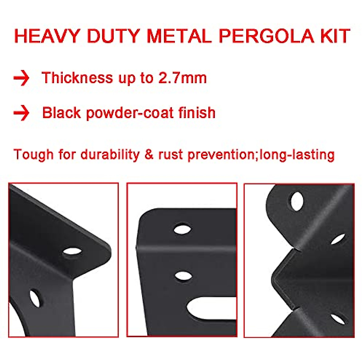 Chooglkj 2Pack Pergola Brackets Kit Outdoor Pergola Corner Brackets 3-Way T Brackets for 4x4(Actual:3.5 Inch) Wood Beams Tree Houses Modular Modern Pergola Hardware