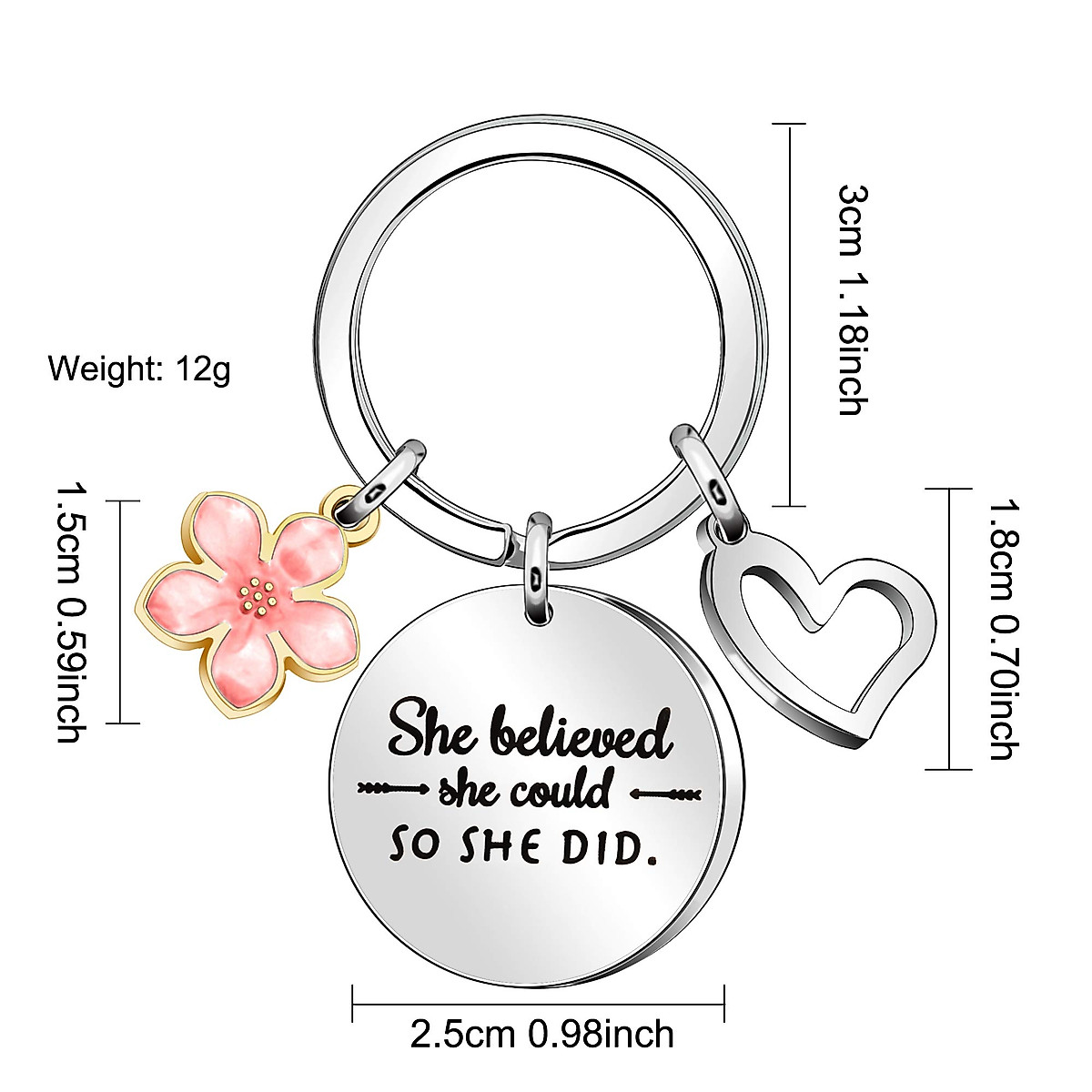 Maxforever Inspirational Quote Keychain Keyring Gifts Women Girl's Key Ring Chain Gift for Daughter, Niece, Sister, Best Friends, Silver, Large
