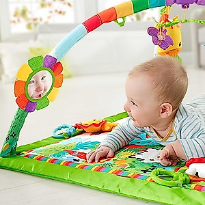 Fisher-Price Playmat Rainforest Music & Lights Deluxe Gym with 10+ Toys & Activites for Newborn Tummy Time Play