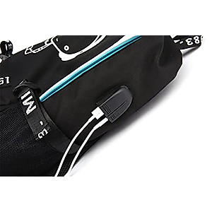 BanSel Teens Kids PSG School Backpack Bookbag-Messi Travel Bag with USB Charging Port, Black, One Size