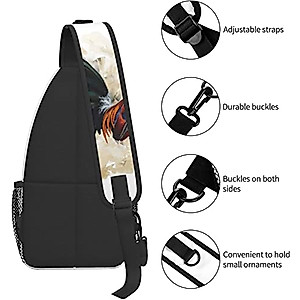 Sling Bag Rustic Rooster Chicken Watercolor Hiking Daypack Crossbody Shoulder Backpack Travel Chest Pack for Men Women